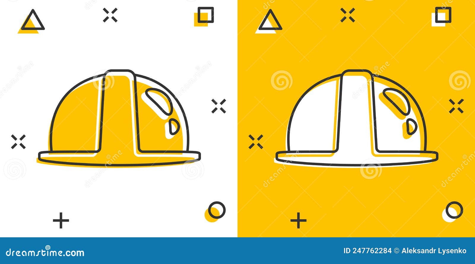Construction Helmet Icon in Comic Style. Safety Cap Cartoon Vector ...