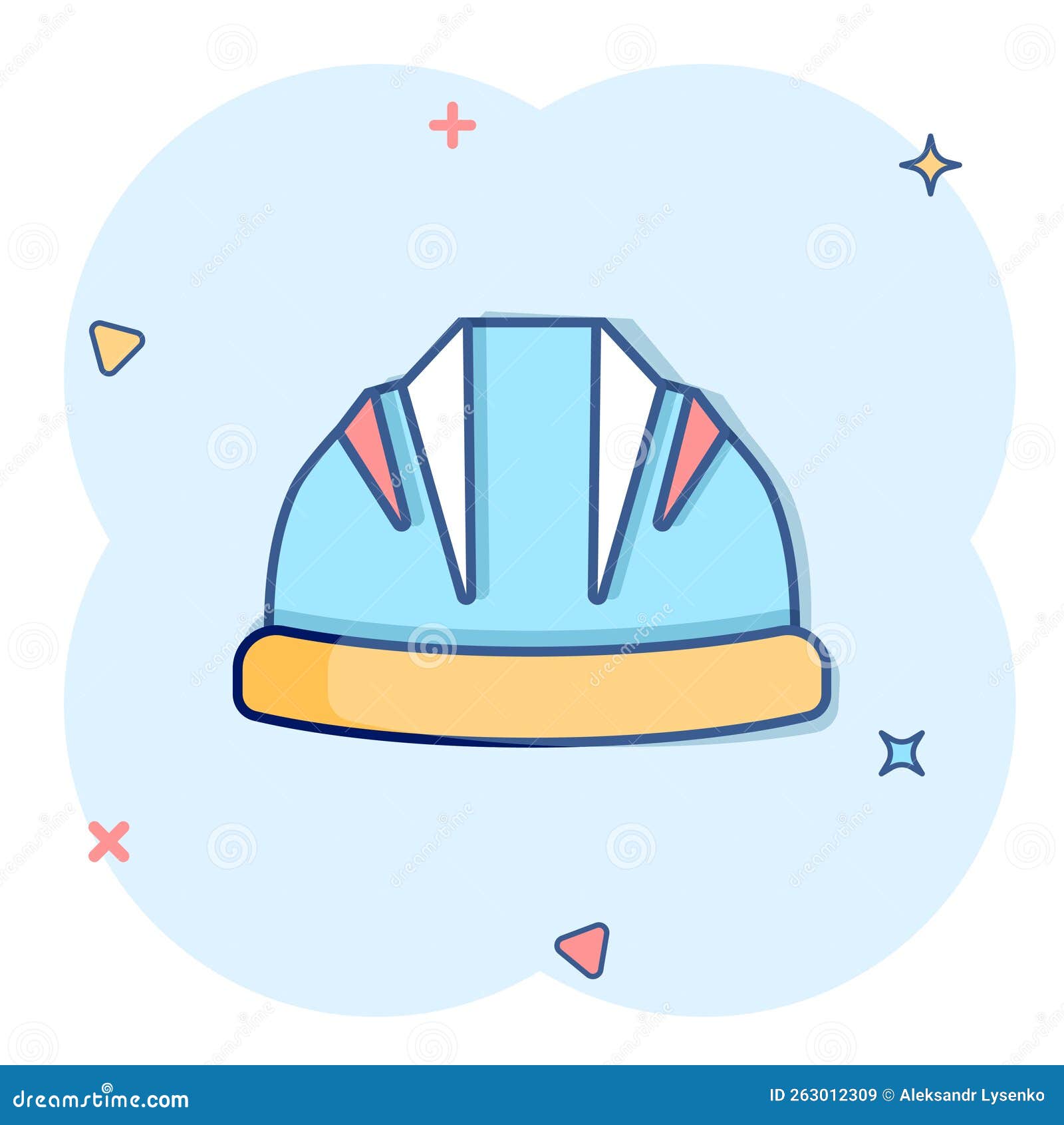 Construction Helmet Icon in Comic Style. Safety Cap Cartoon Vector ...