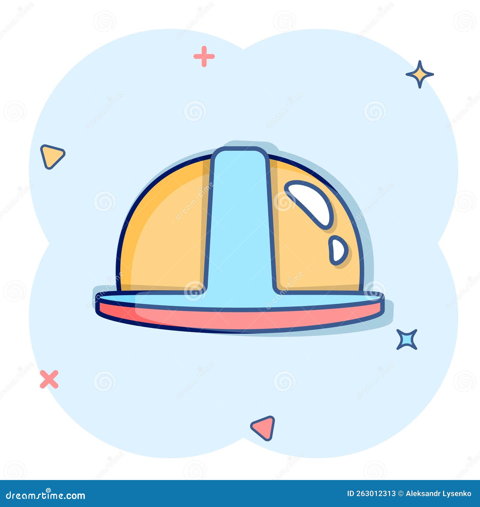 Construction Helmet Icon in Comic Style. Safety Cap Cartoon Vector ...