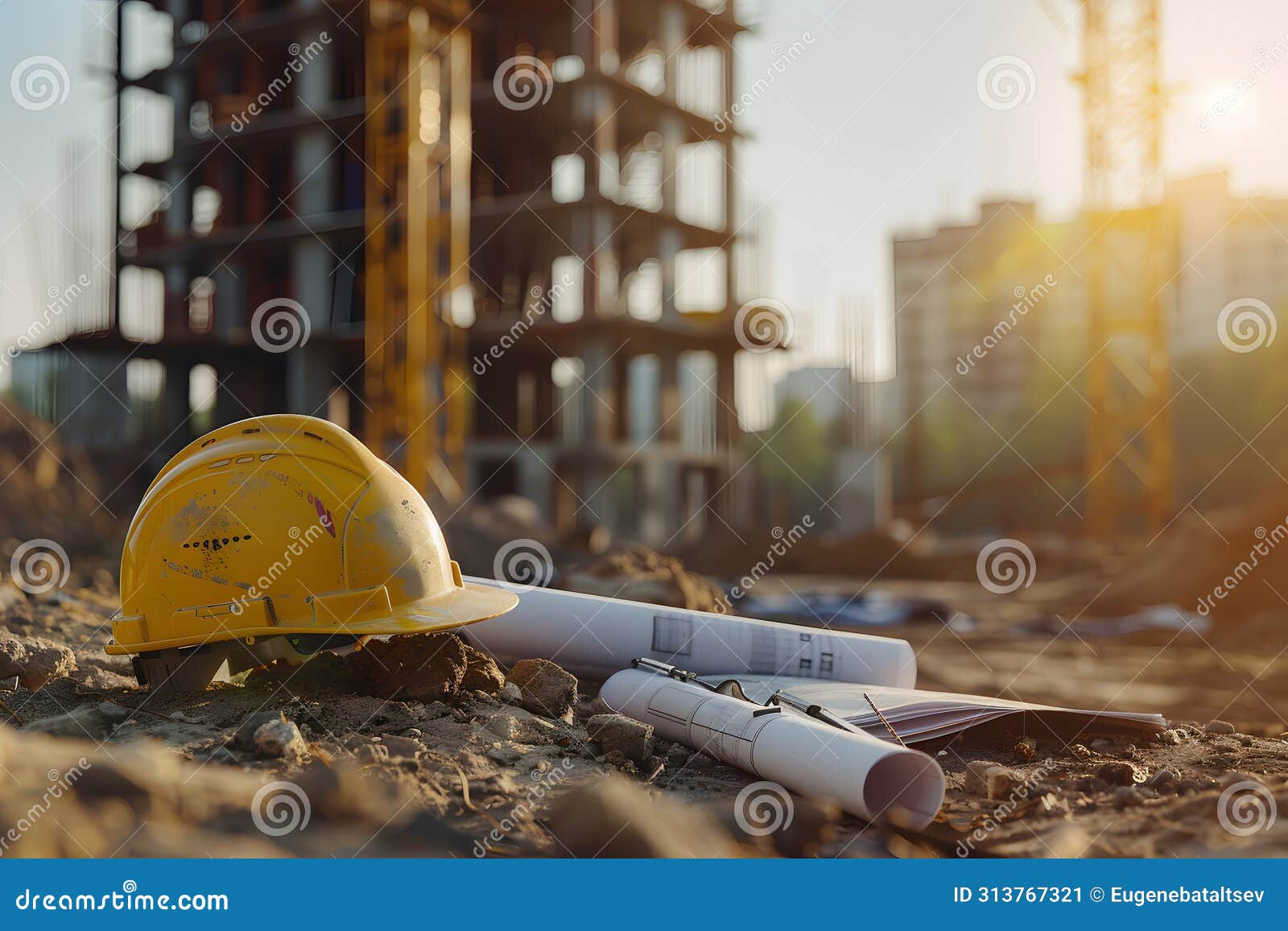 Various Blueprints Scattered Across A Wooden Table In Disarray ...