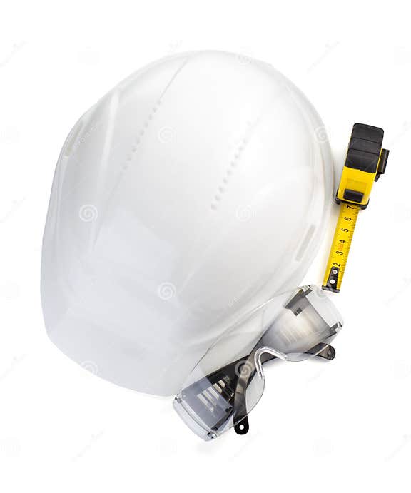 Construction Helmet and Safety Glasses Stock Photo - Image of repairman ...