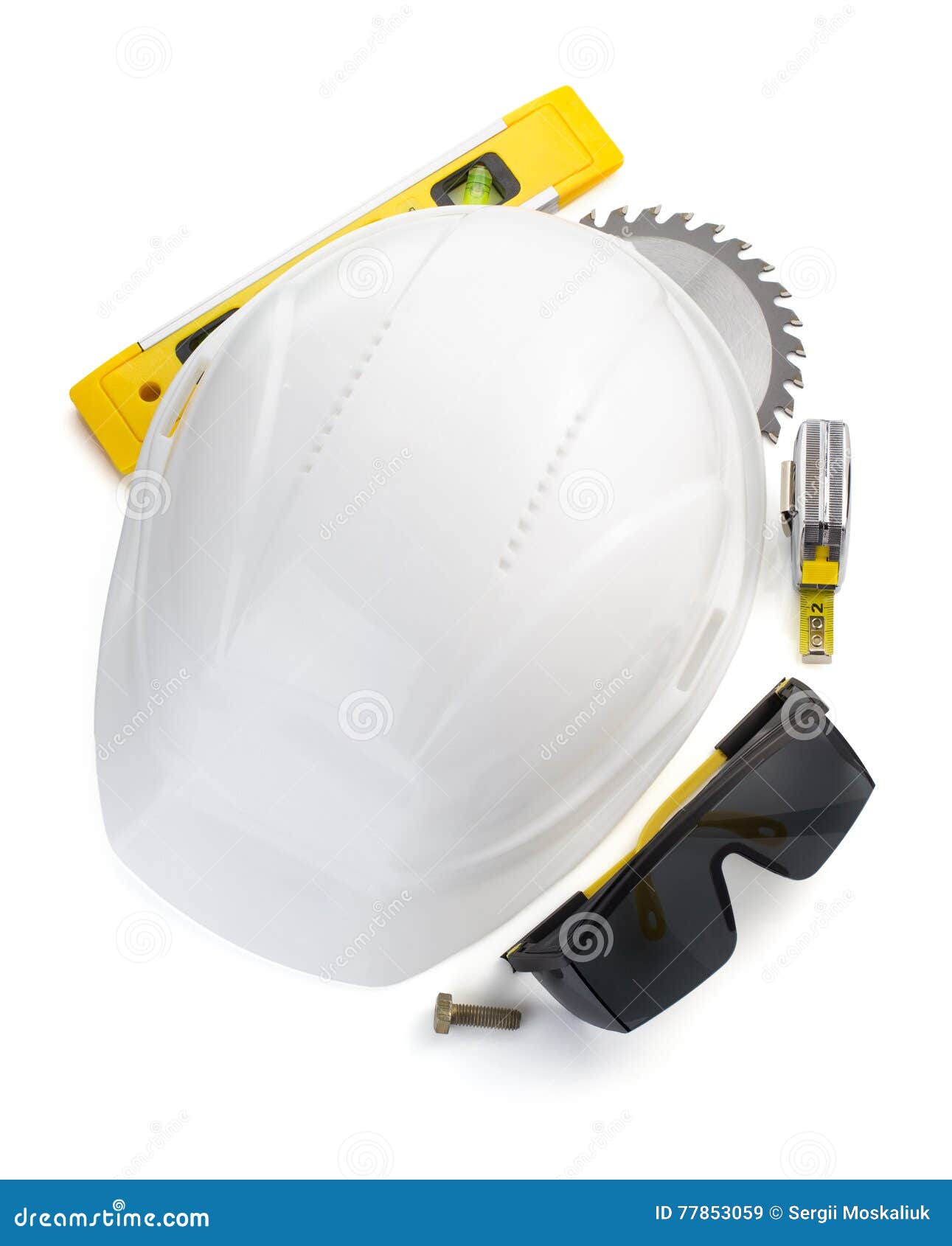 Construction Helmet and Safety Glasses Stock Image - Image of plastic ...