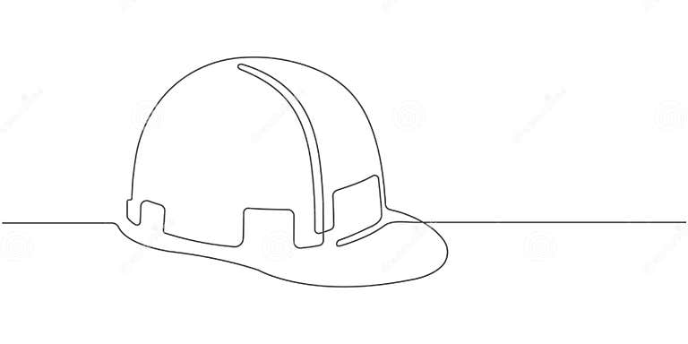 Construction Helmet.Worker Safety Tools Concept. Continuous One Line ...