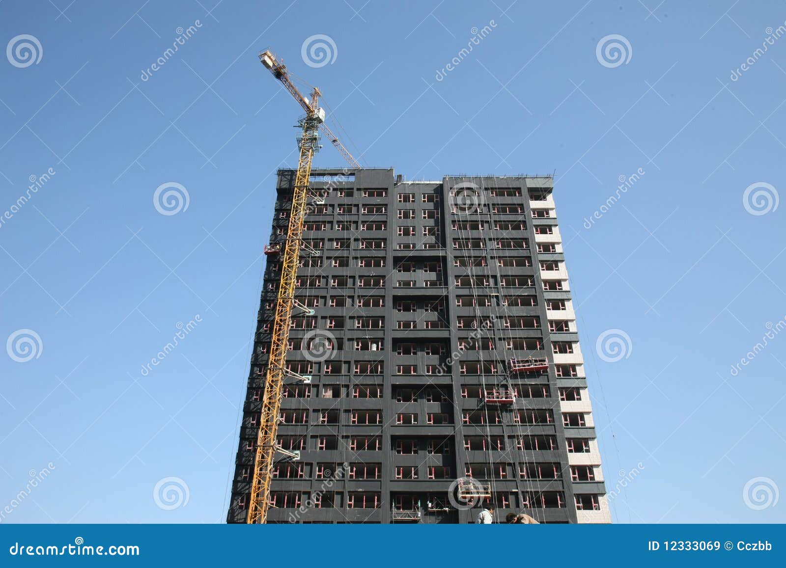 Construction of a High Building Stock Image - Image of blue, windows ...