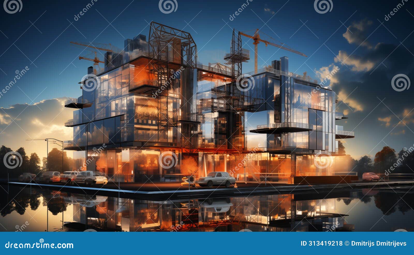 Construction High Building Where Teams Collaborate To Erect Monumental ...