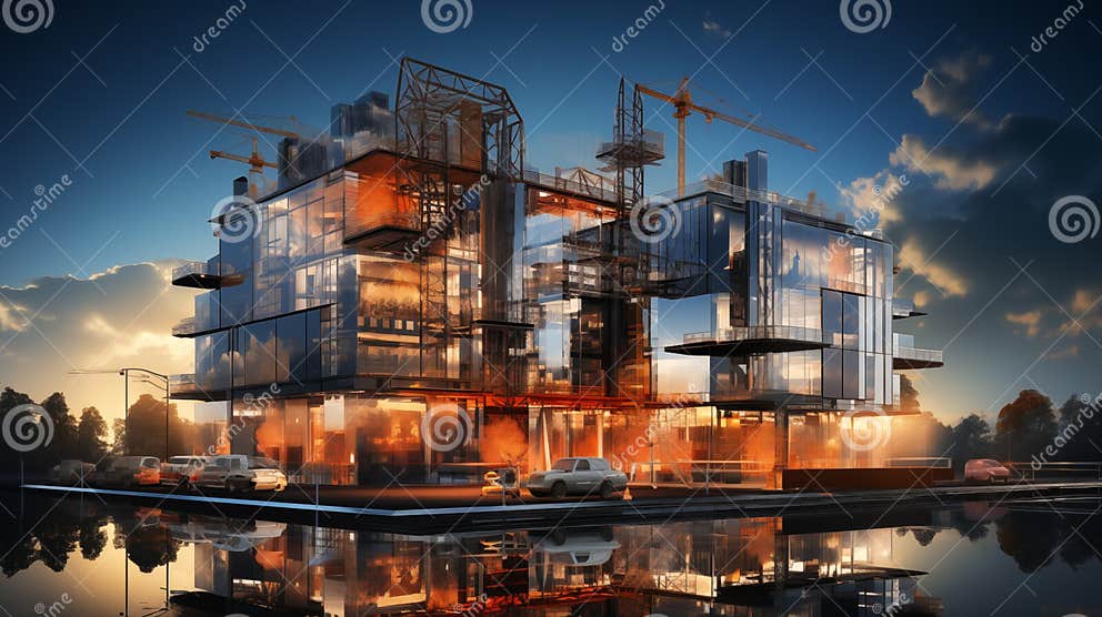 Construction High Building Where Teams Collaborate To Erect Monumental ...