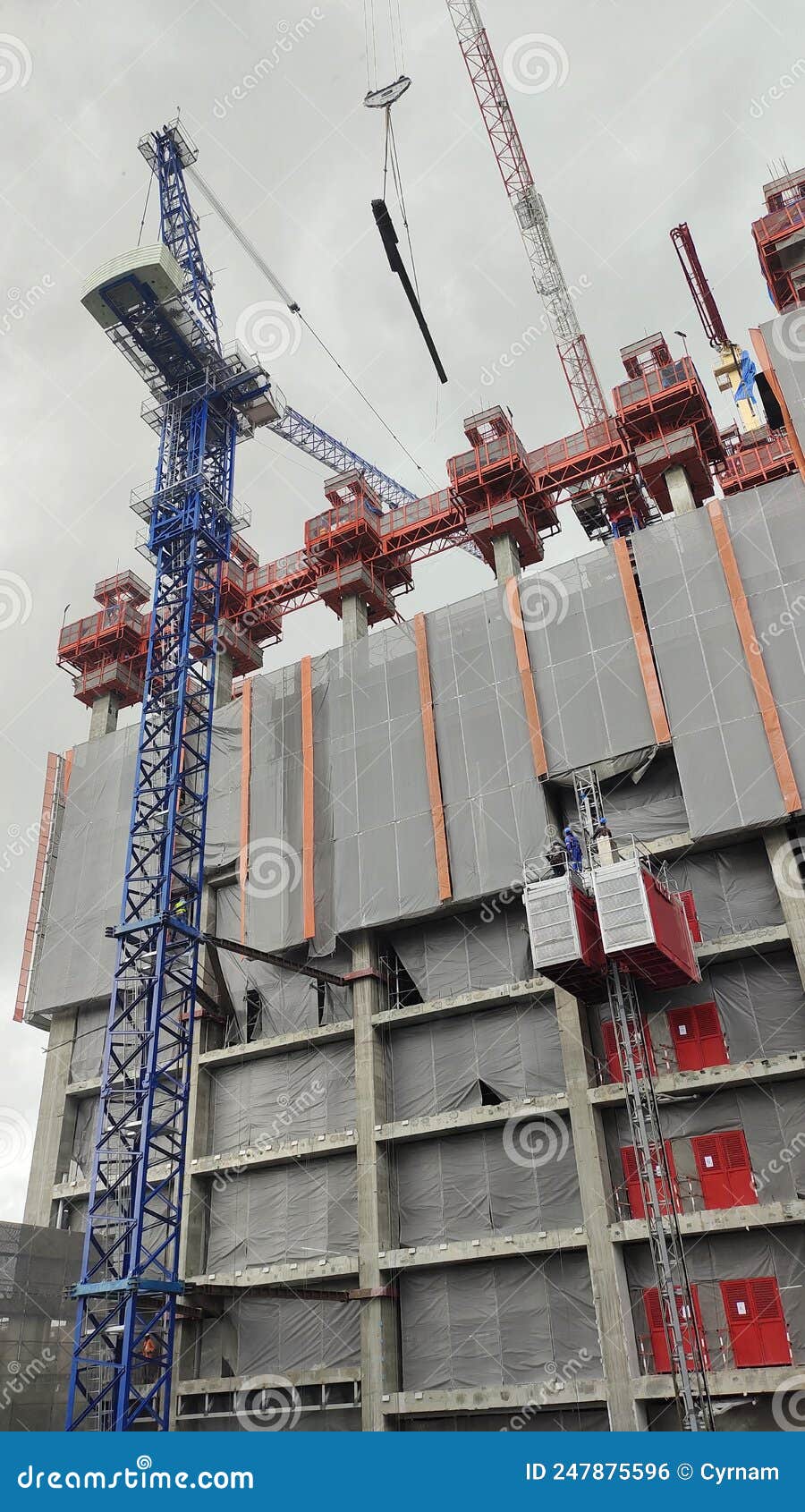 Construction of a High Concrete Building with the Use of Giant Cranes ...