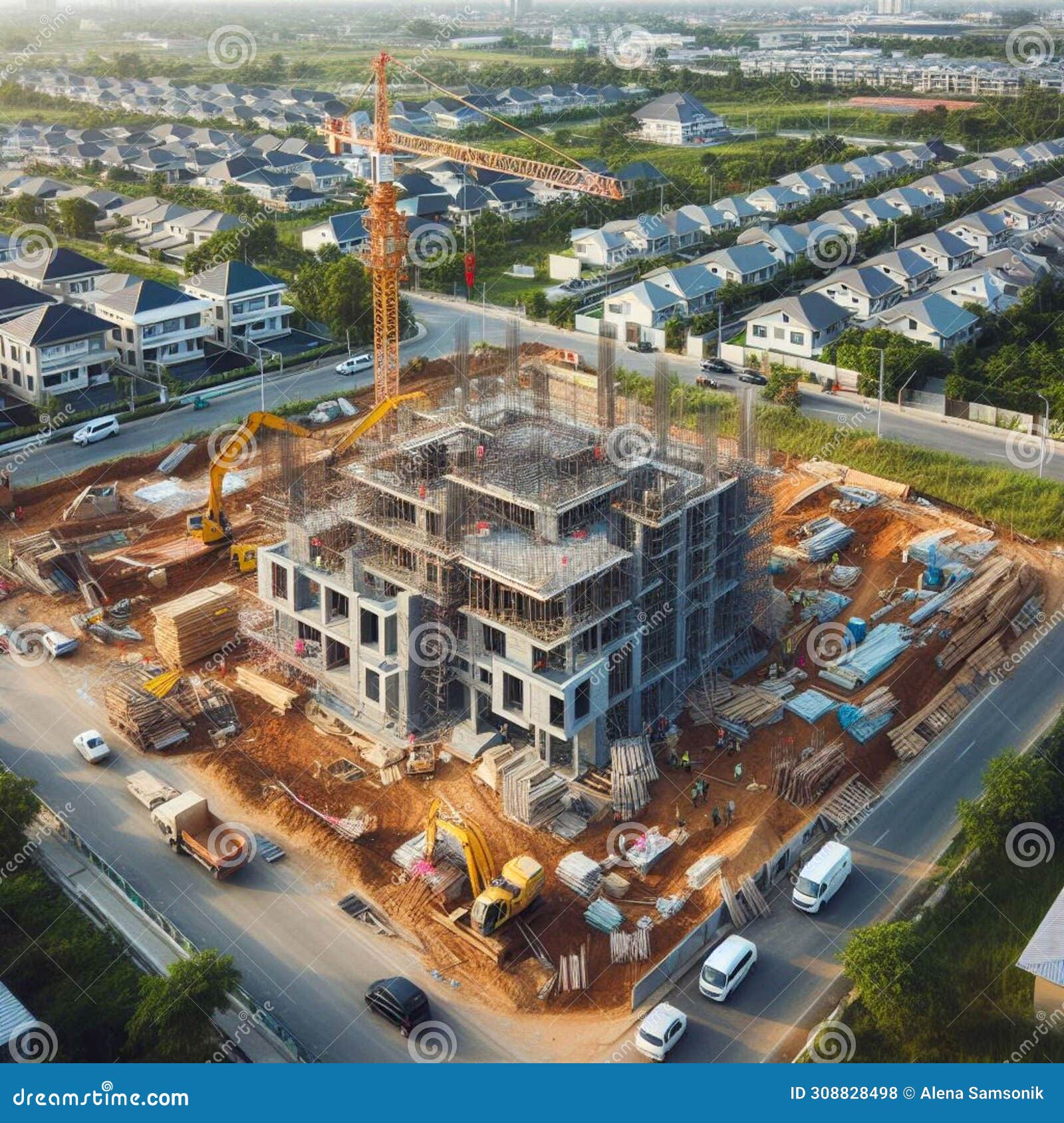 Construction of a High-rise Building in the City. Created with the Help ...