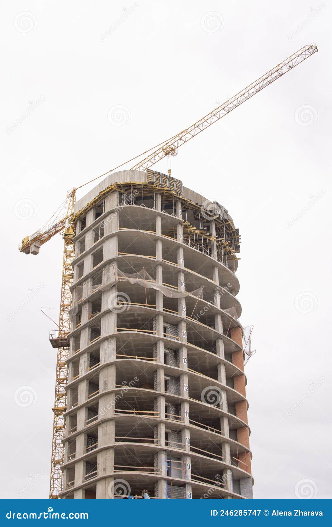 Construction Of A High-rise Building With A Crane. Construction Of ...