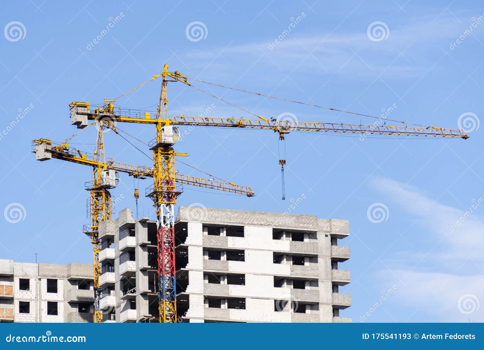 Construction of a High-rise Building with a Crane. Stock Image - Image ...