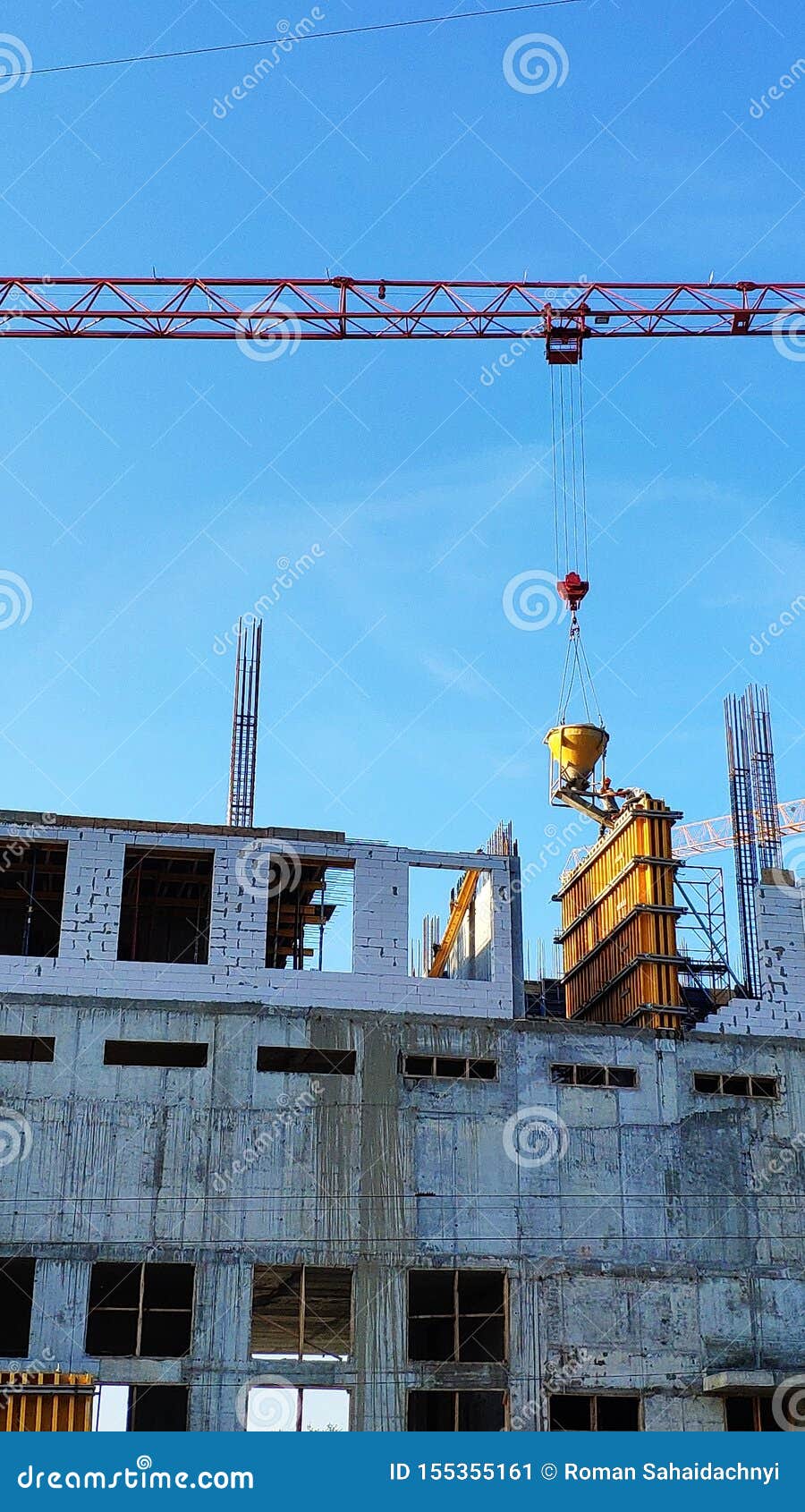 Construction of a High-rise Building, the Formation of Cement Supports ...