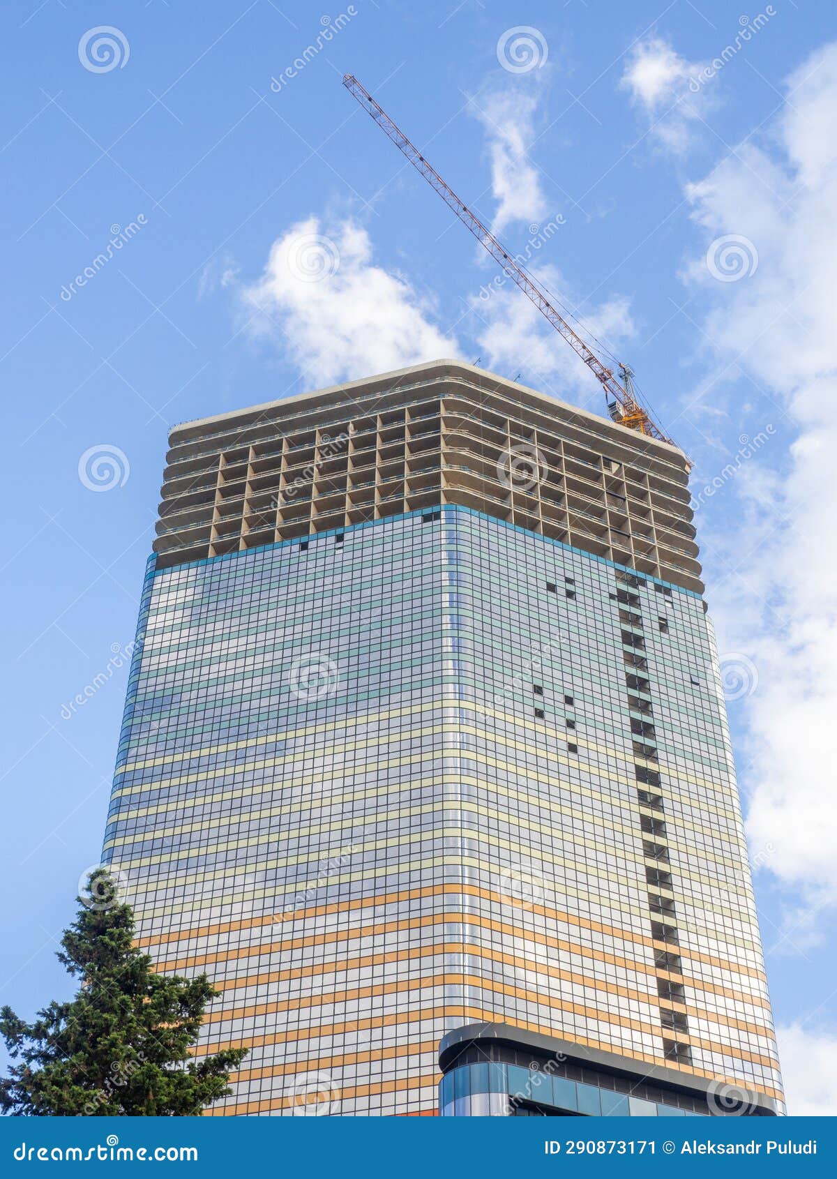 Construction of a High-rise Building. Skyscraper Glazing. Modern ...