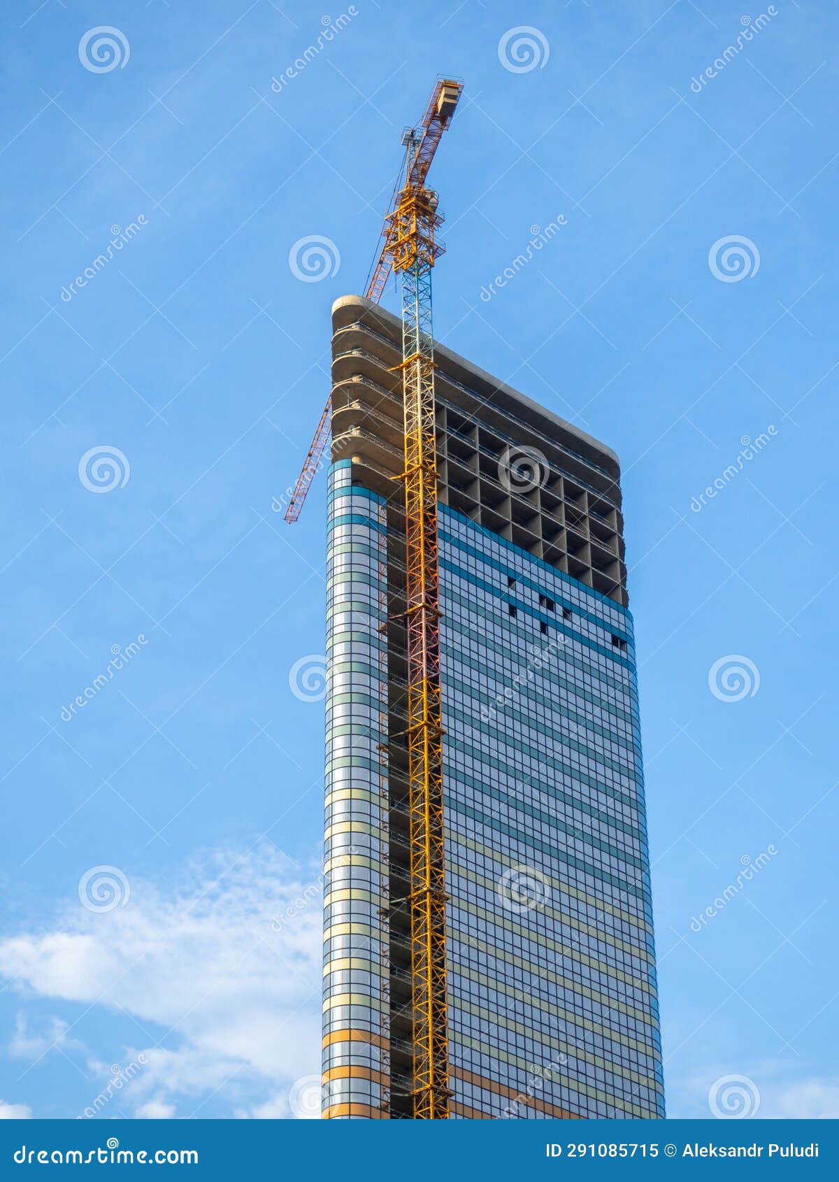Construction of a High-rise Building. Skyscraper Glazing. Modern ...