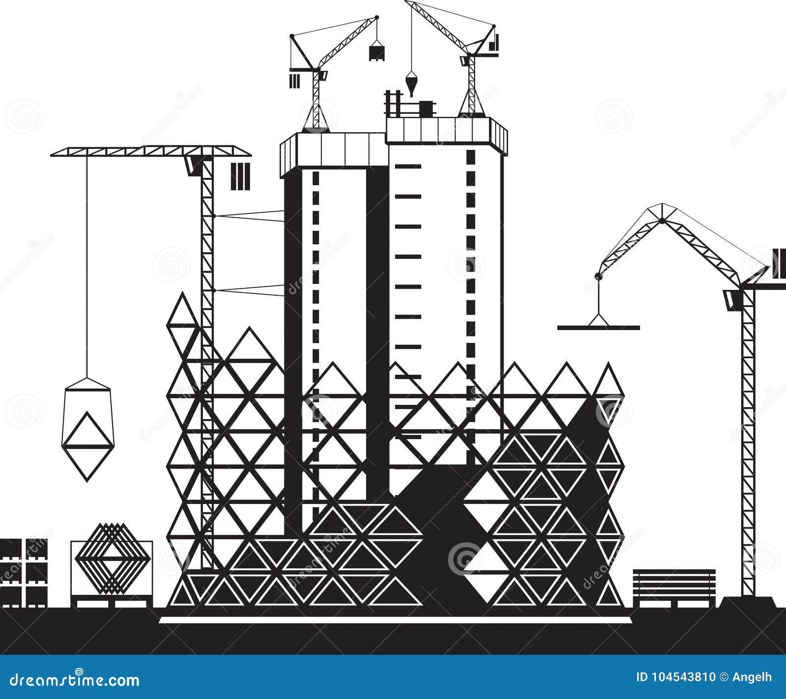 Construction of High Rise Buildings Stock Vector - Illustration of icon ...