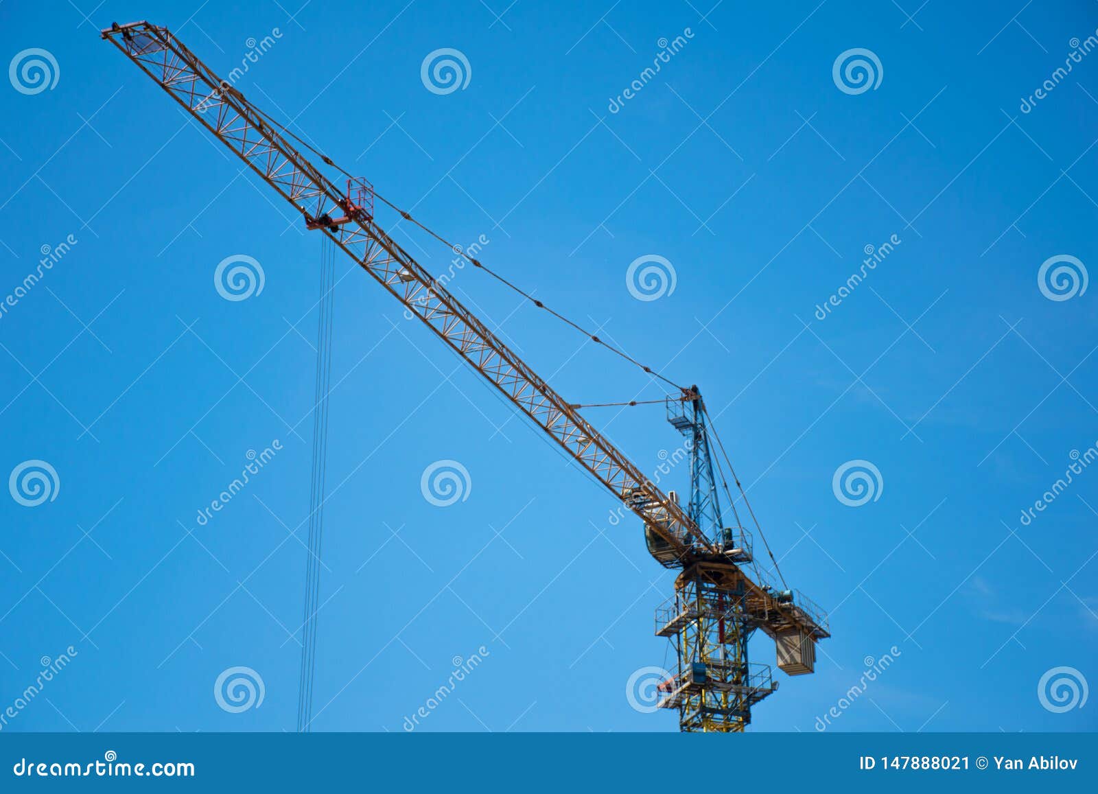Crane Works on Construction Site Stock Image - Image of engineer, blue ...