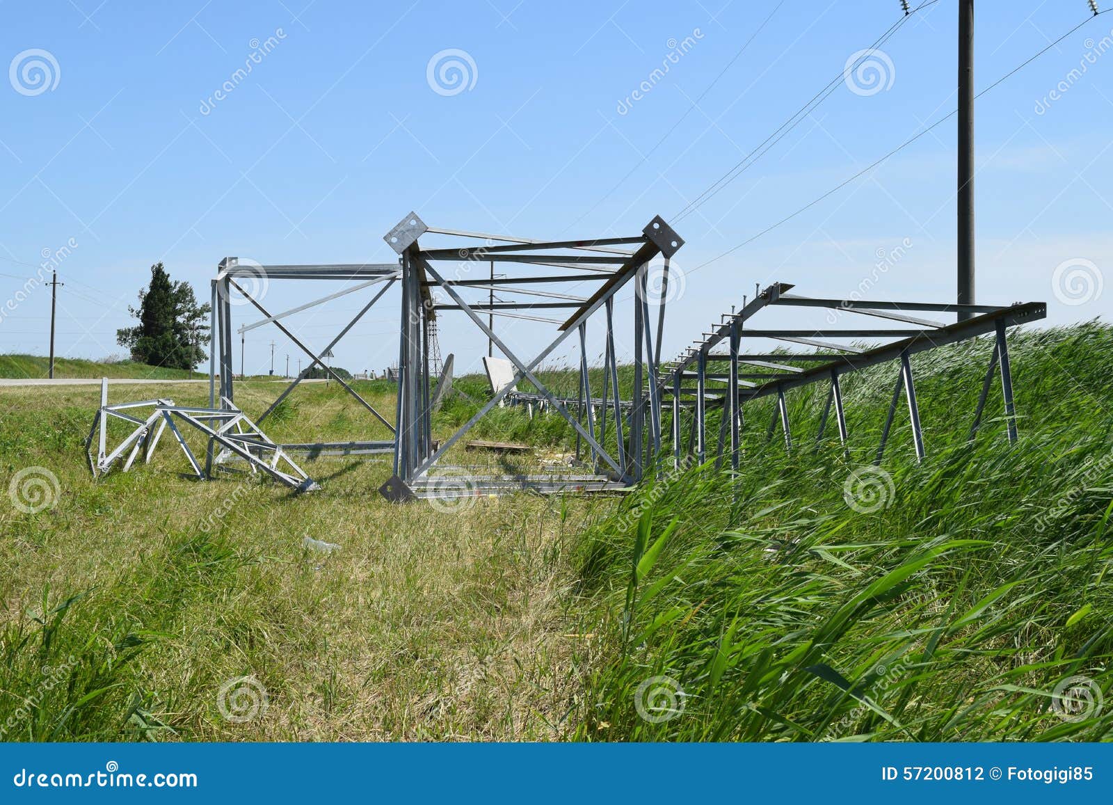 Construction of a High-voltage Power Line. Stock Photo - Image of ...