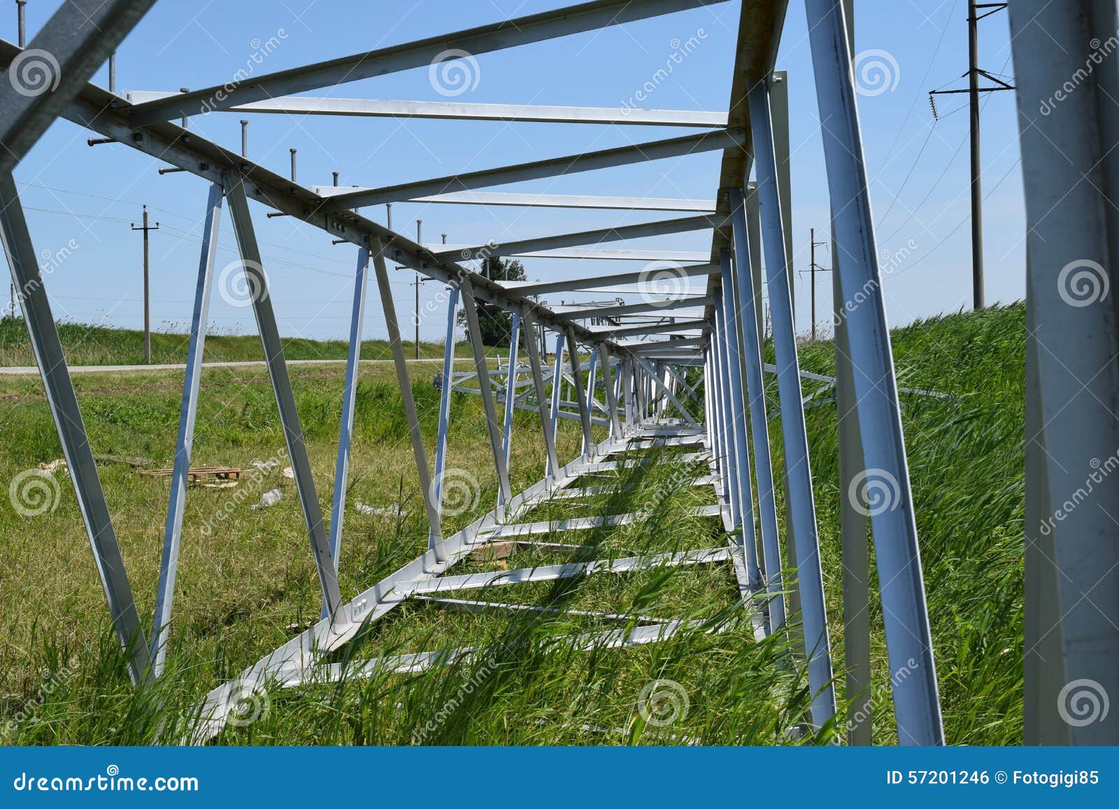Construction of a High-voltage Power Line. Stock Photo - Image of ...