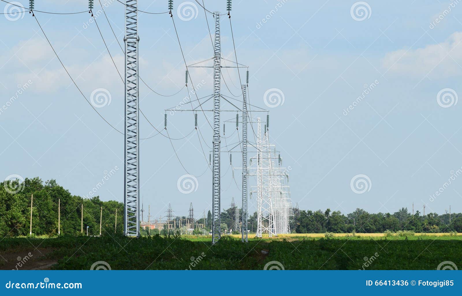 Construction of a High-voltage Power Line. Stock Photo - Image of ...
