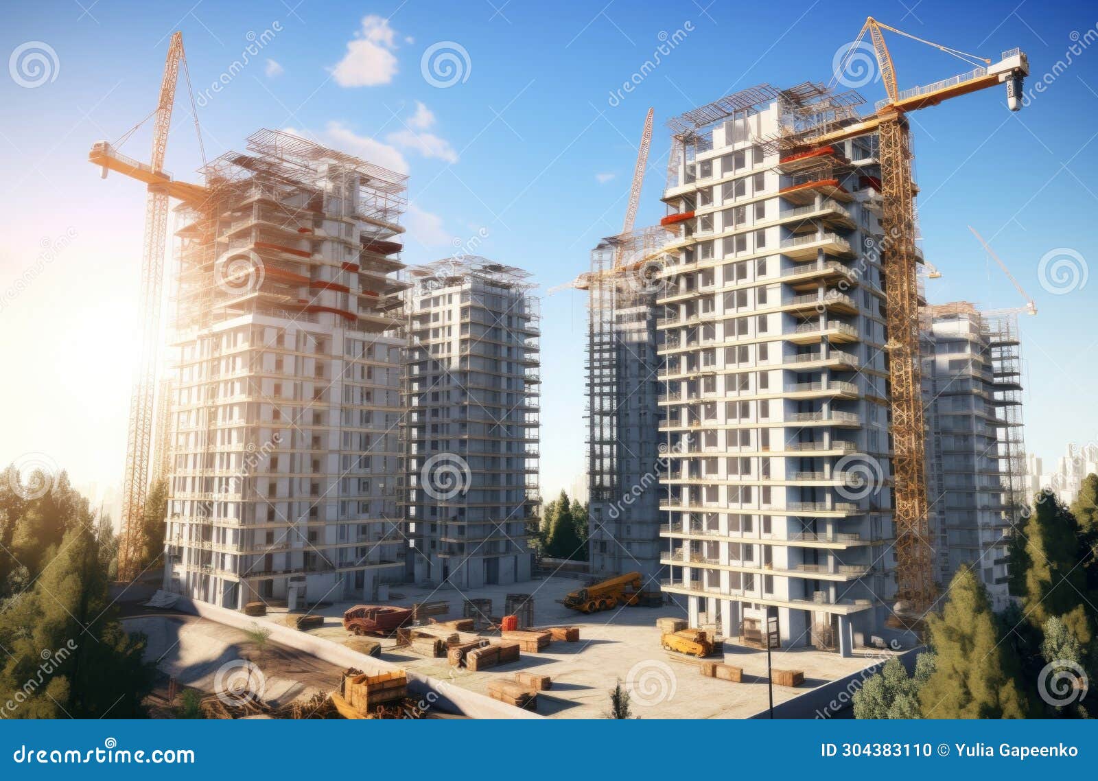 The Construction of a Highrise Residential Building is Under Way Stock ...