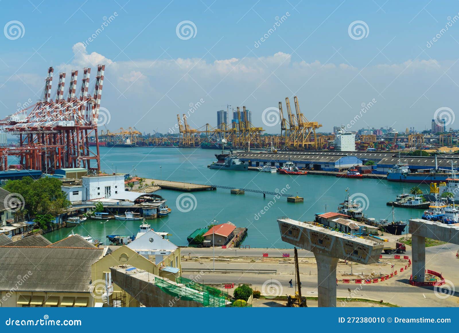 Construction of a Highway with a Huge Sea Port Stock Photo - Image of ...
