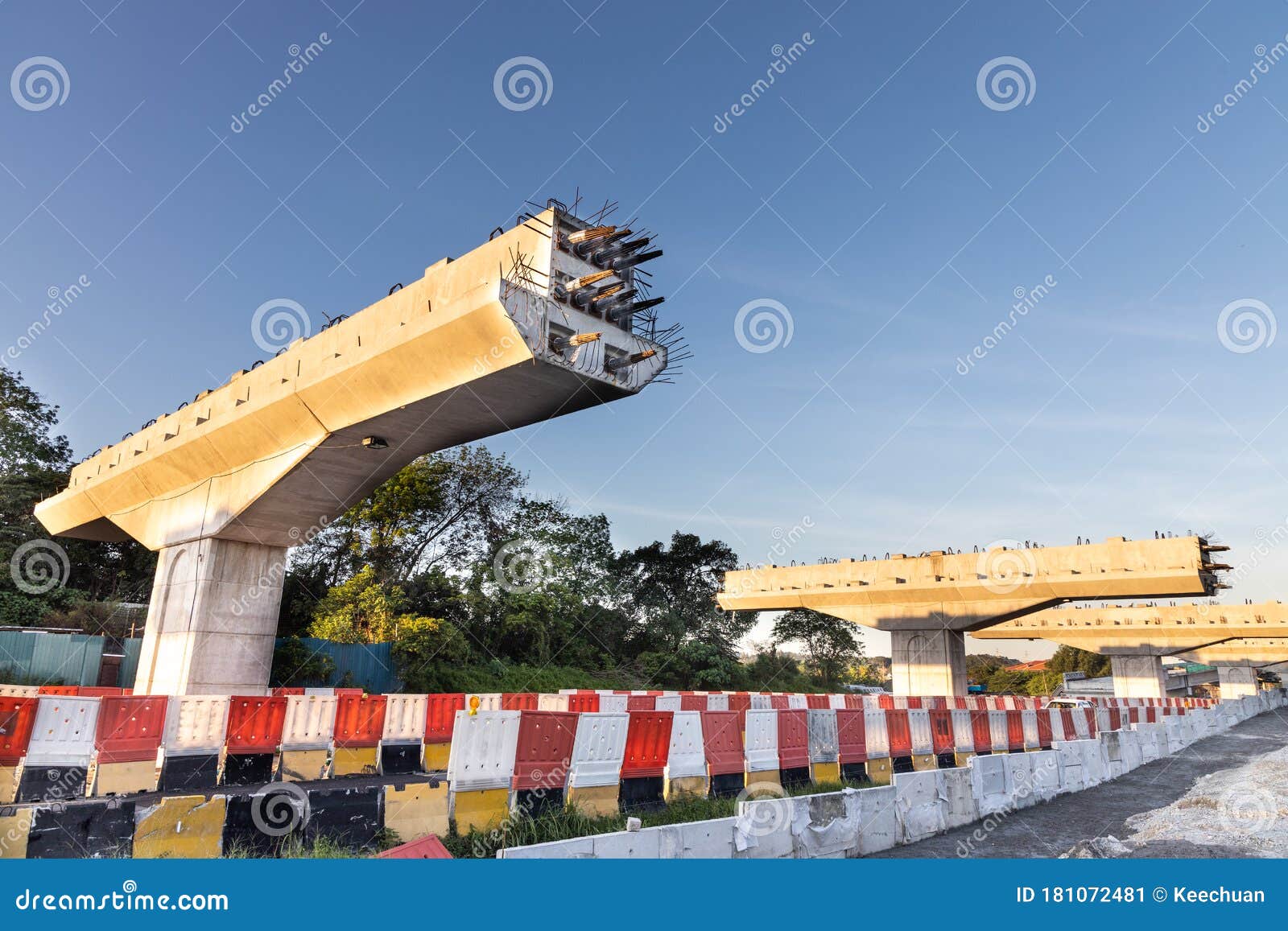 Construction of Highway Overpass Bridge Infrastructure in Progress with ...
