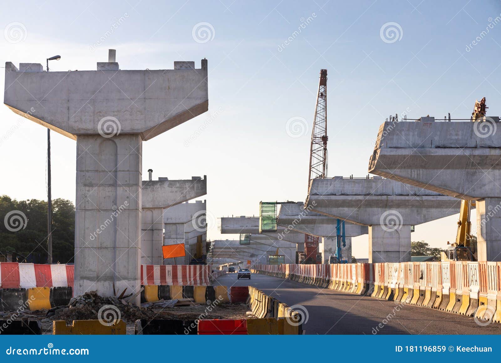 Construction of Highway Overpass Bridge Infrastructure in Progress with ...