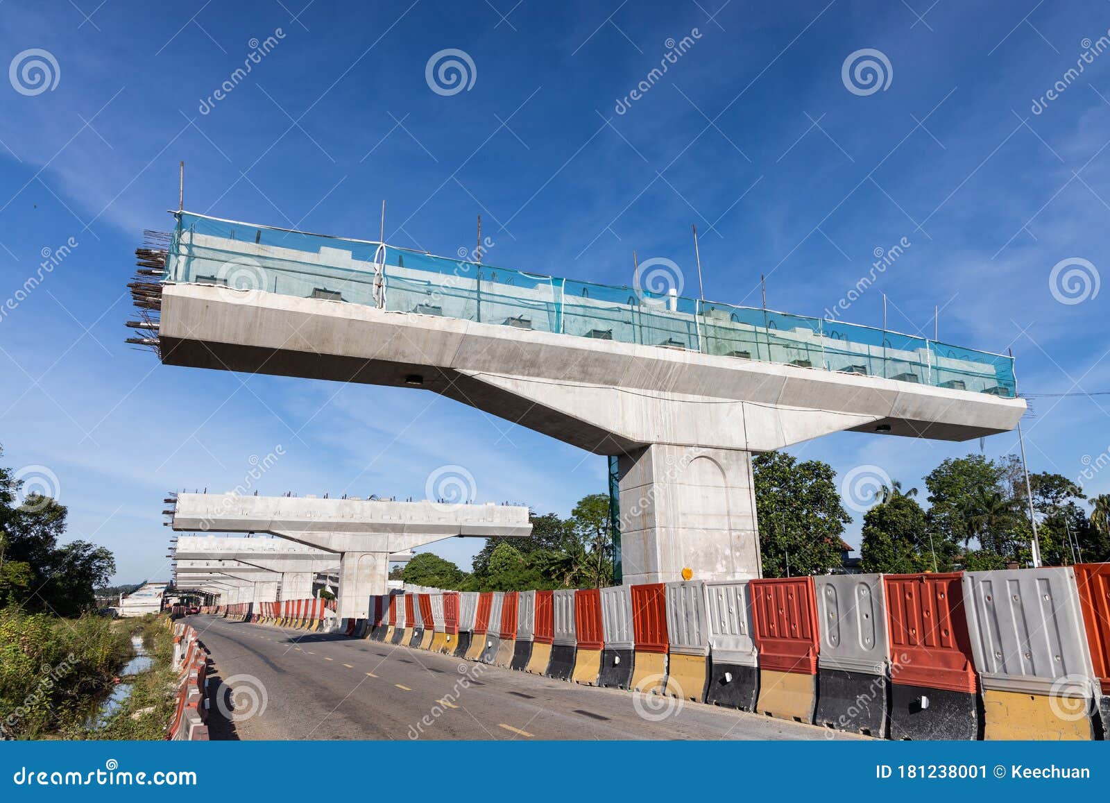 Construction of Highway Overpass Bridge Infrastructure in Progress with ...