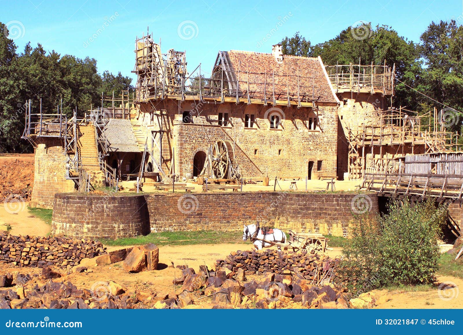 Construction of a Historic Castle Stock Image - Image of fortifications ...