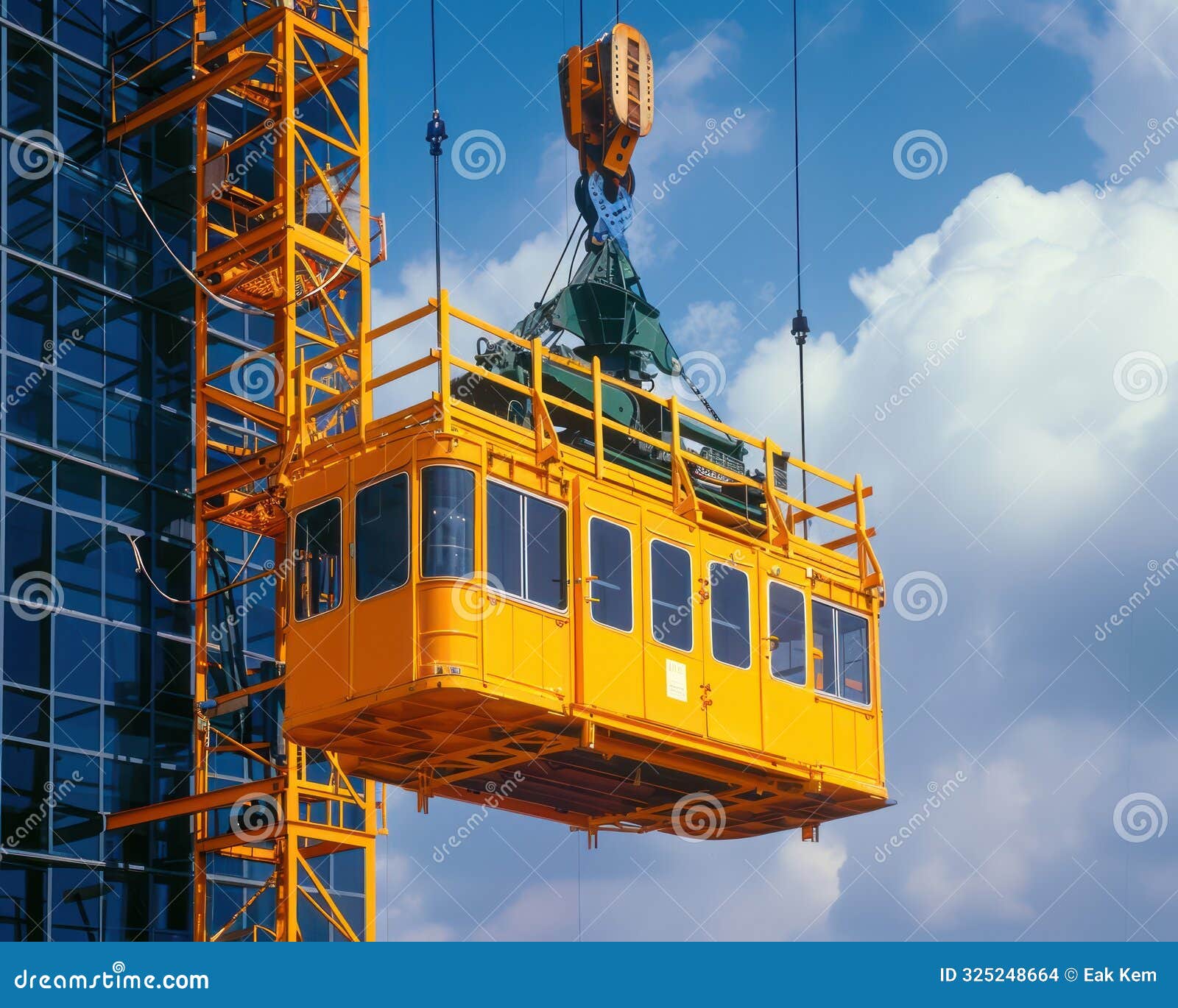 Construction Hoist Lifting Materials To the Top of a Skyscraper, High ...