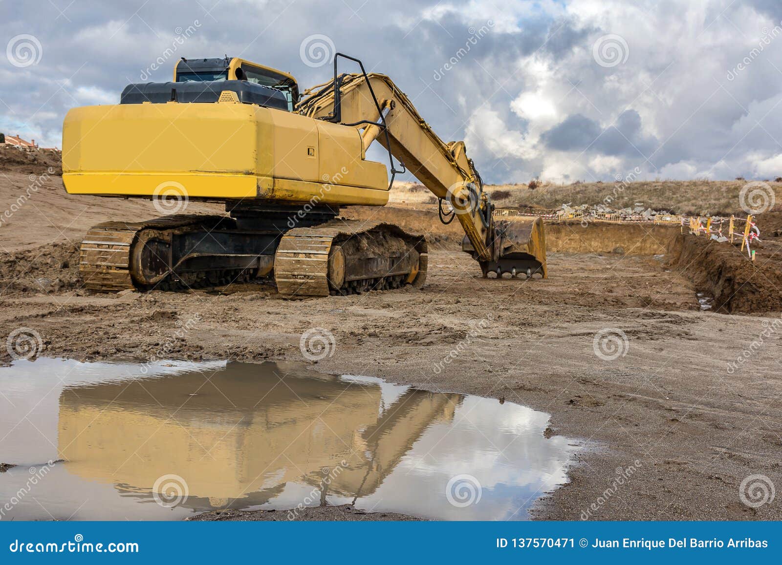Construction of a Hole with Excavators To Build Houses Stock Image ...