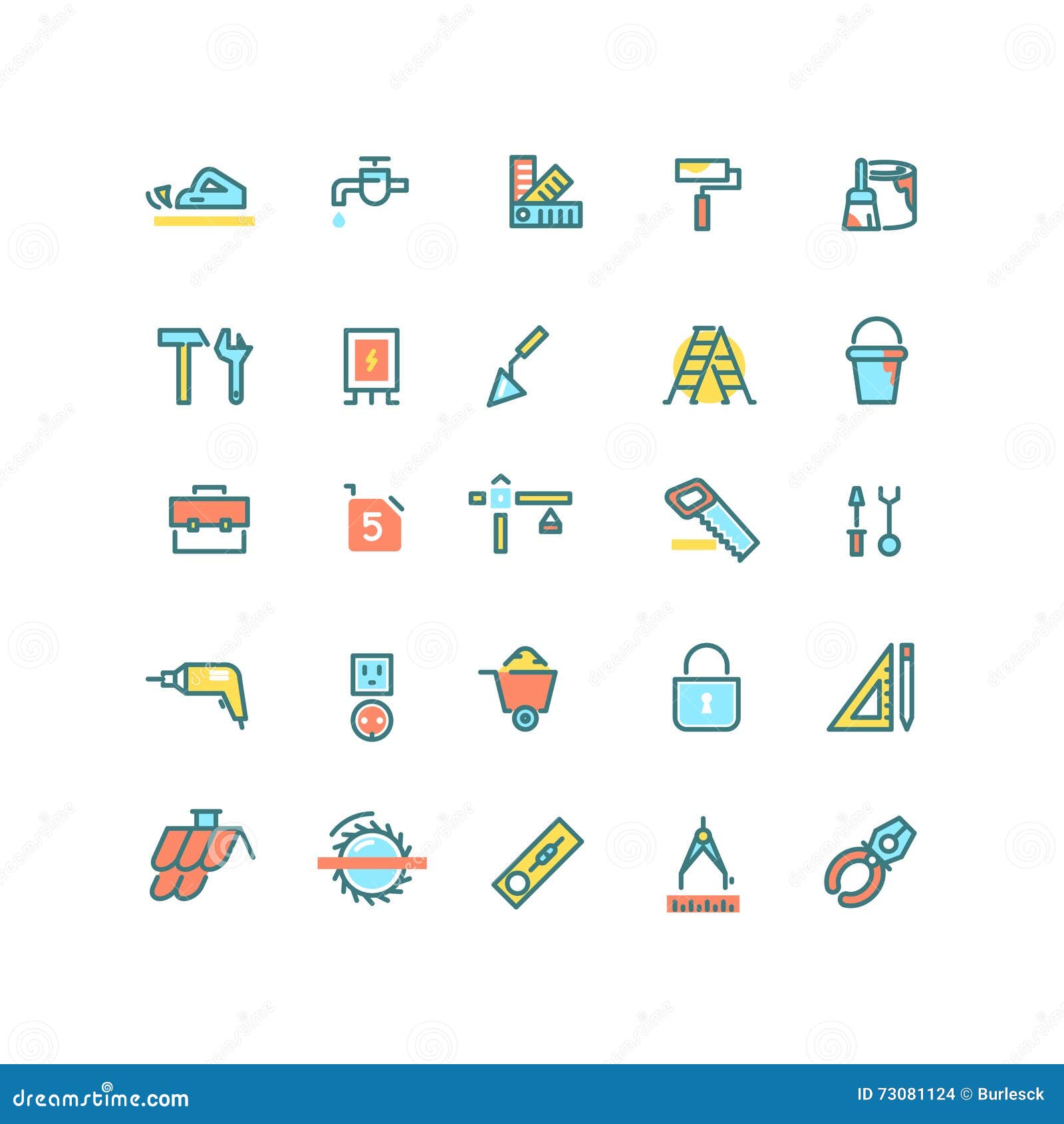 Construction, Home Repair, Building Tools Vector Linear Icons Set Stock ...