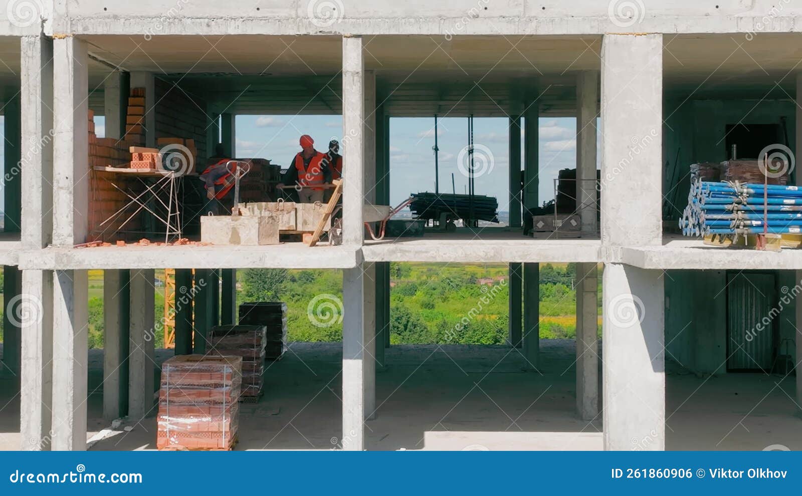 Construction of a House. Builders Build Partitions in the Middle of the ...