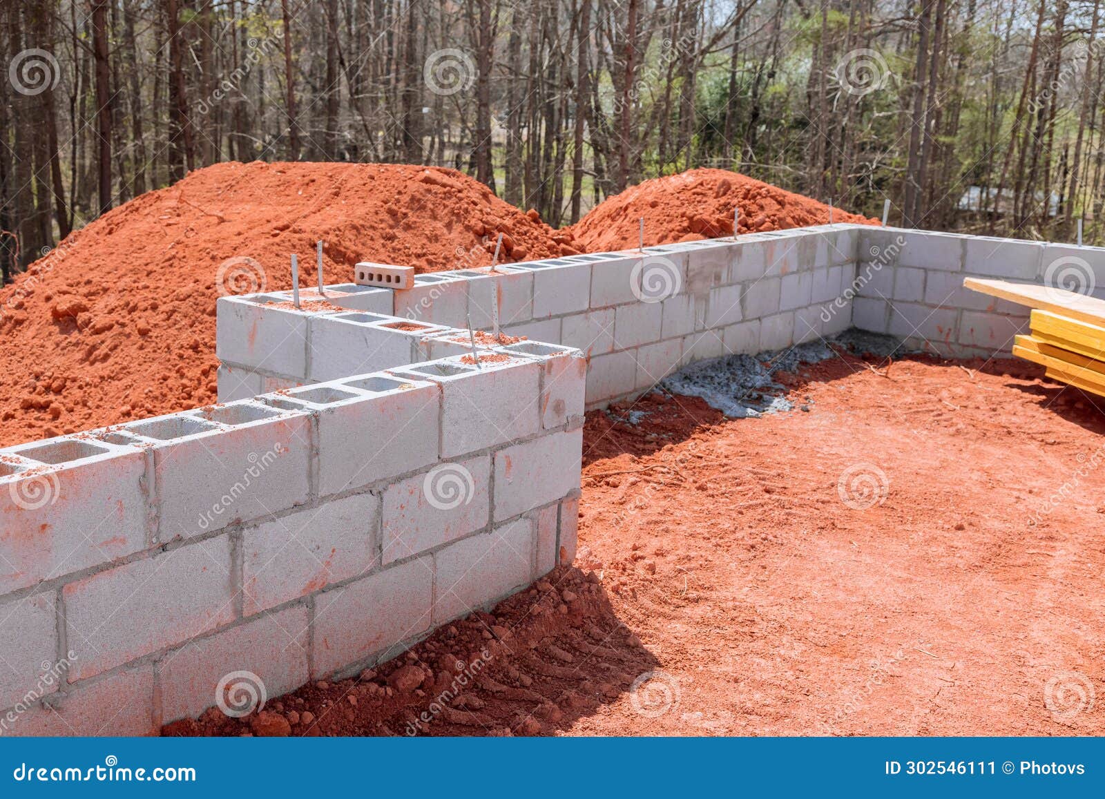 During Construction of House, Concrete Block Foundations Have Been ...