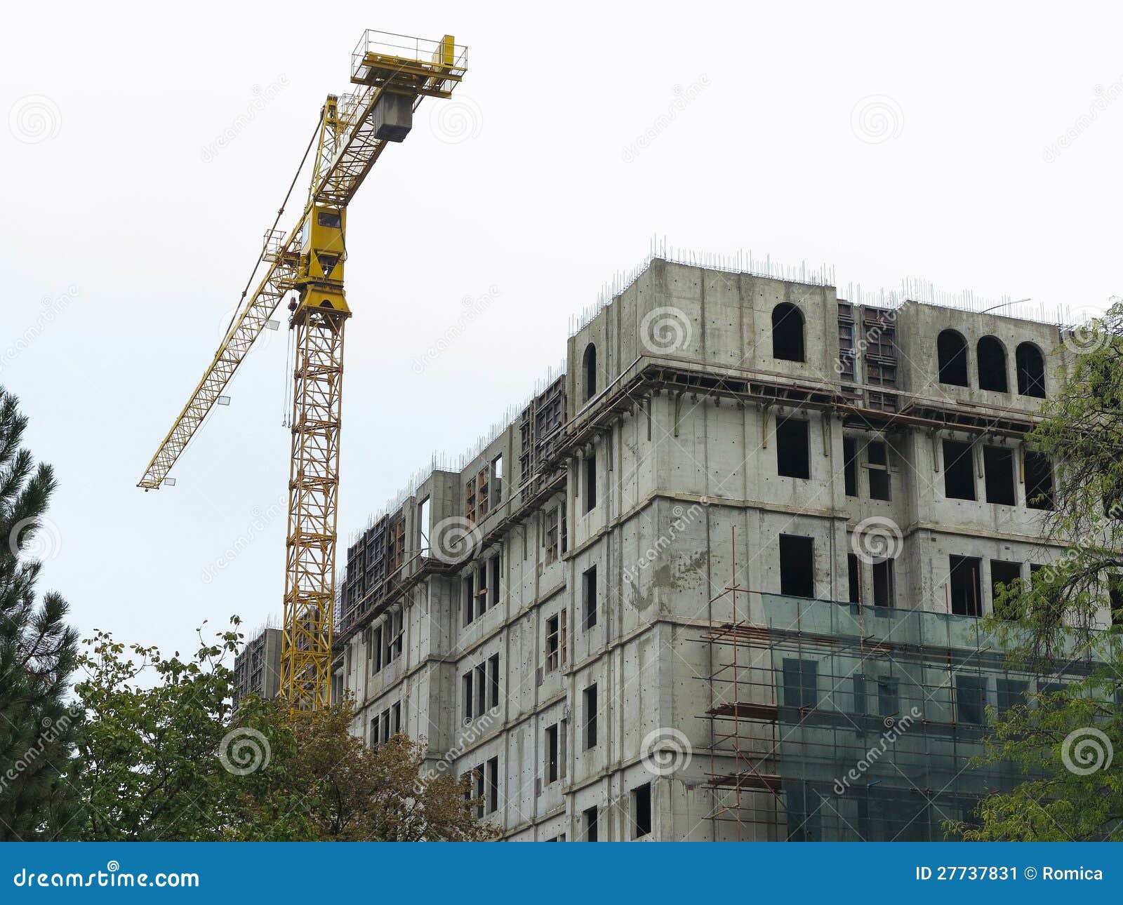 Construction House with Crane Stock Image - Image of construction ...