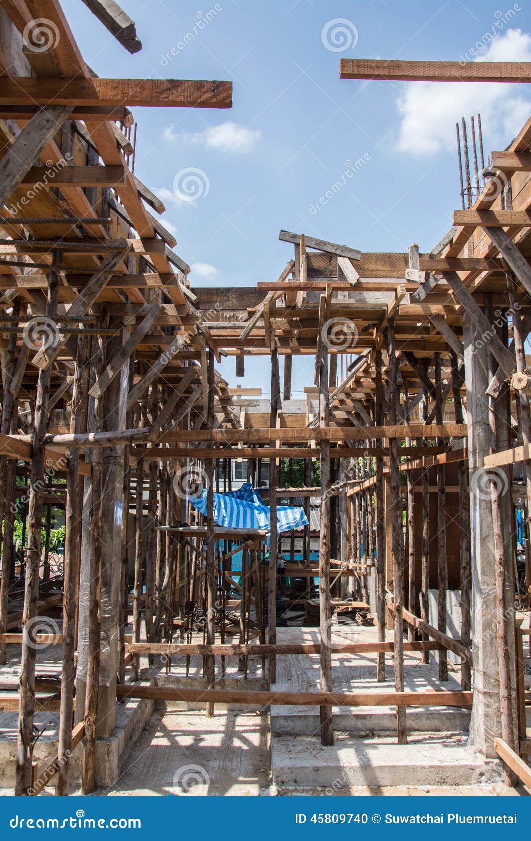 Construction of house stock photo. Image of estate, facade - 45809740