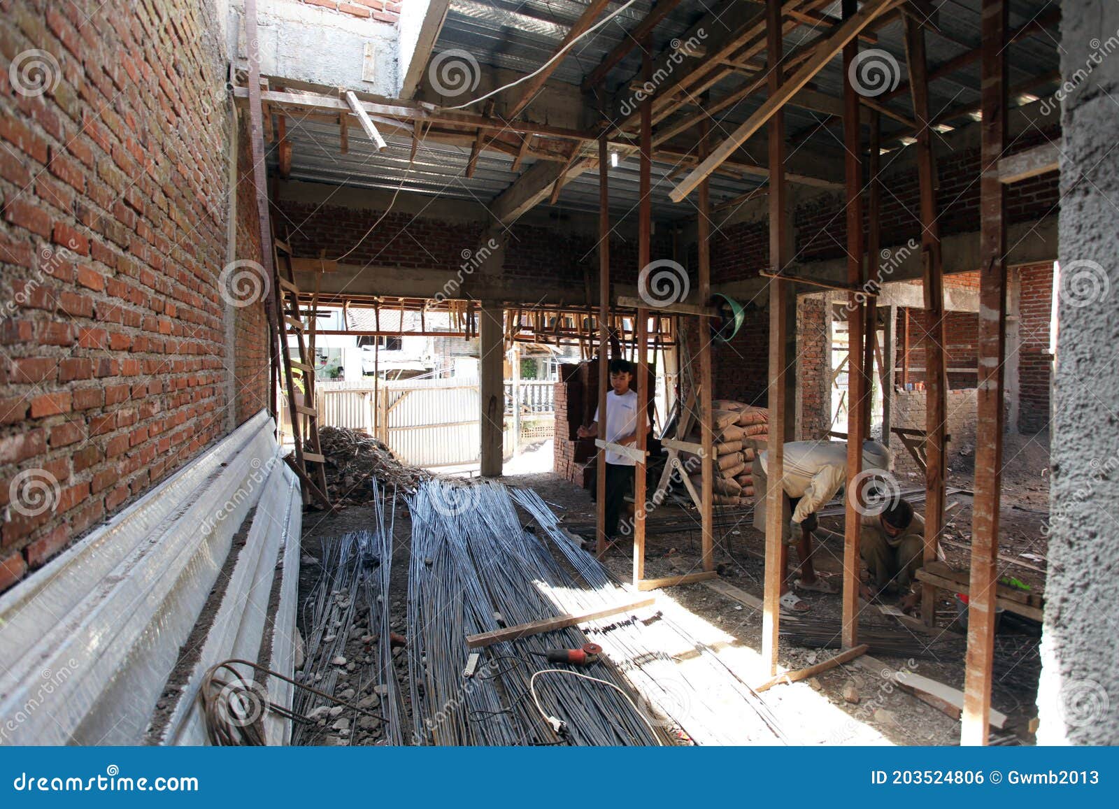 Construction of a House in Indonesia. Stock Photo - Image of inferior ...