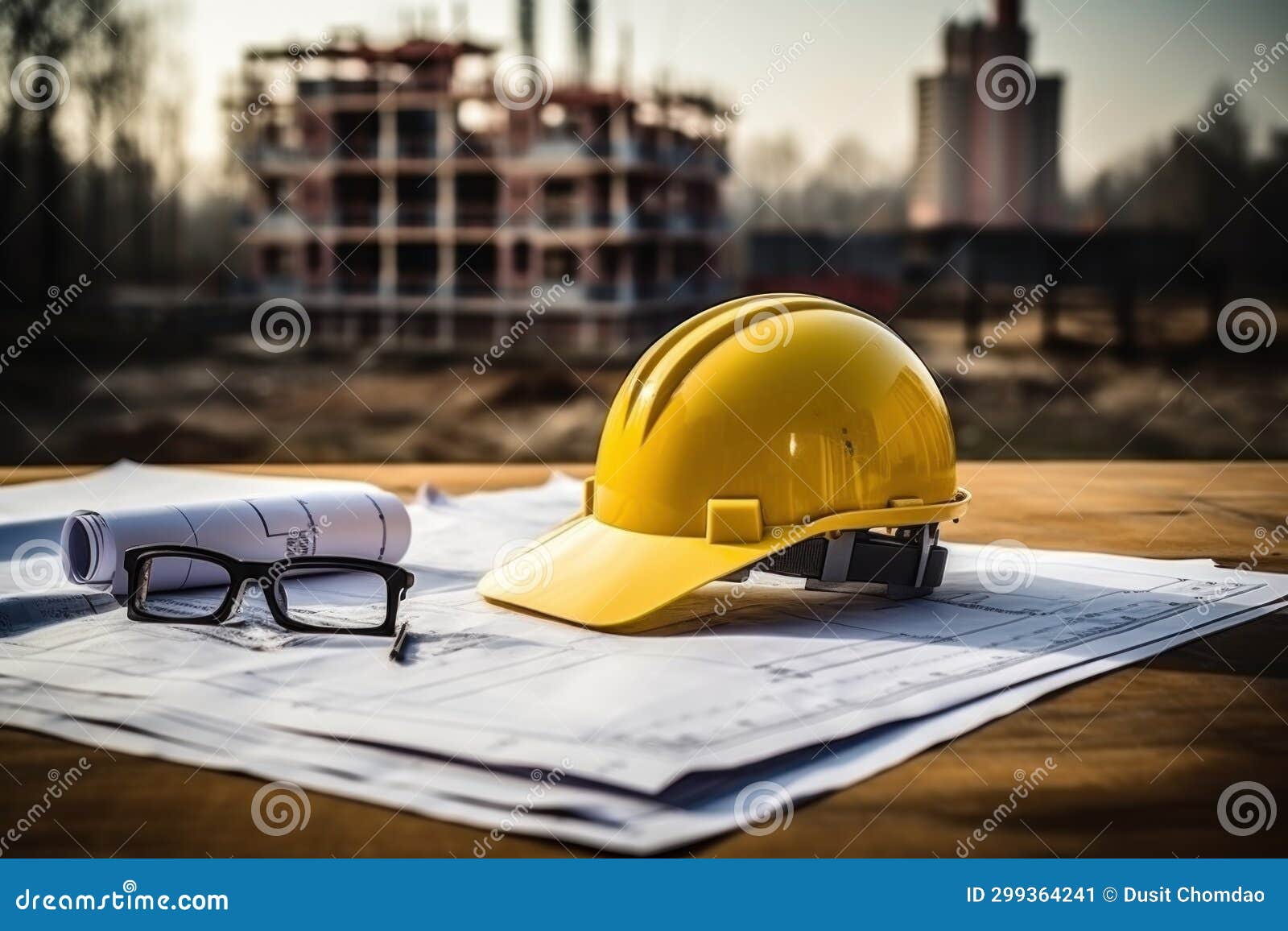 Construction House. Repair Work. Drawings for Building and Helmet Stock ...