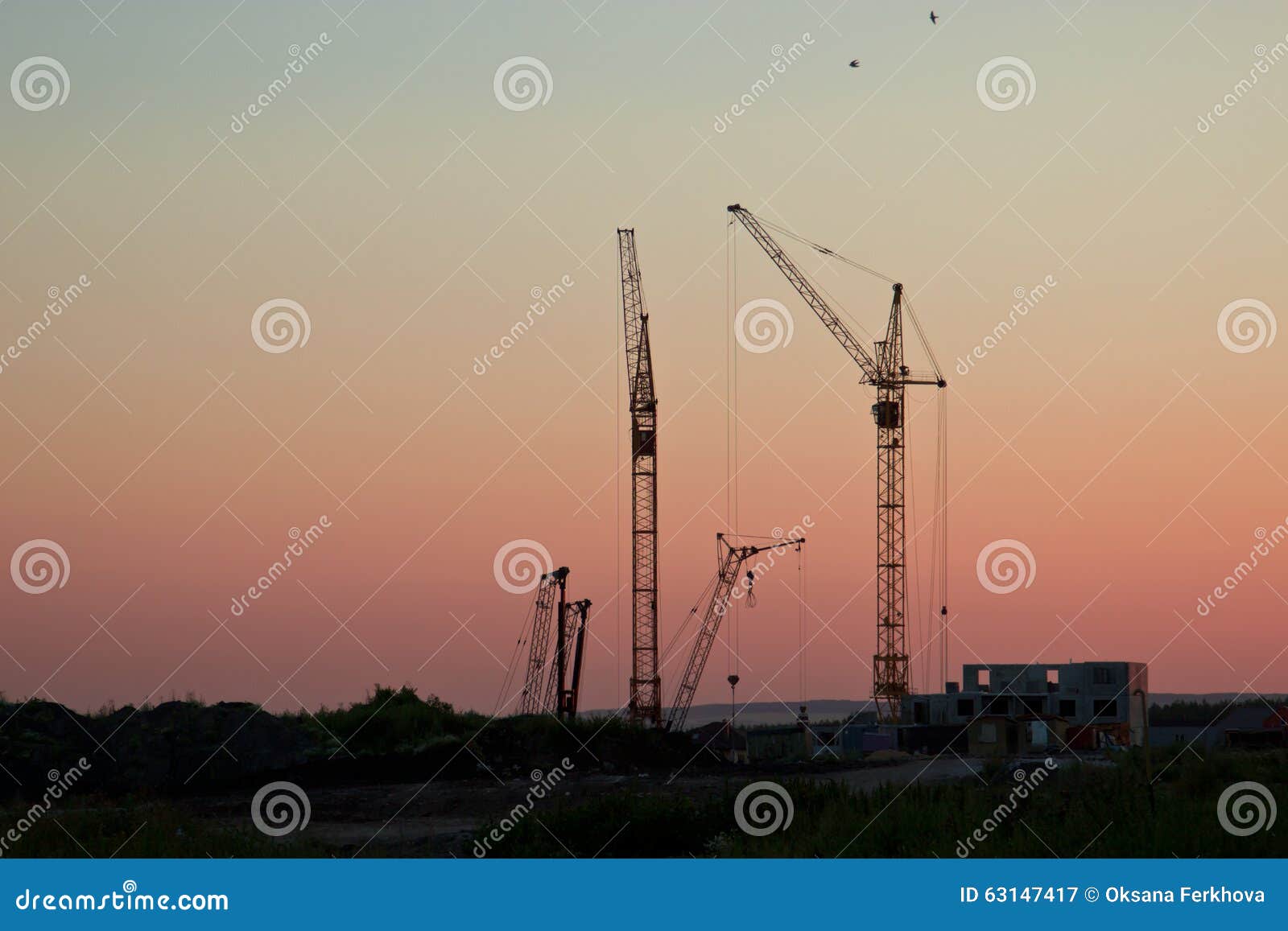 Construction of the House at Sunset Stock Image - Image of outdoors ...