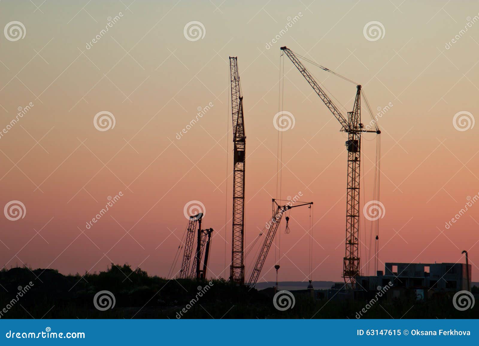 Construction of the House at Sunset Stock Image - Image of building ...