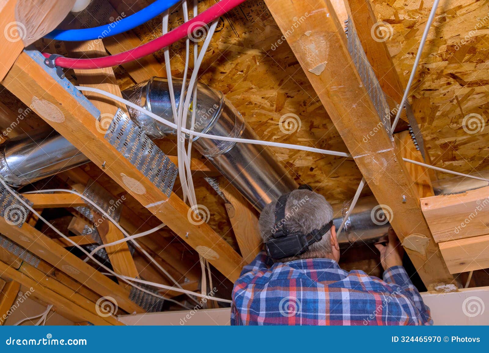 During Construction of House, a Ventilation HVAC System is Installed in ...