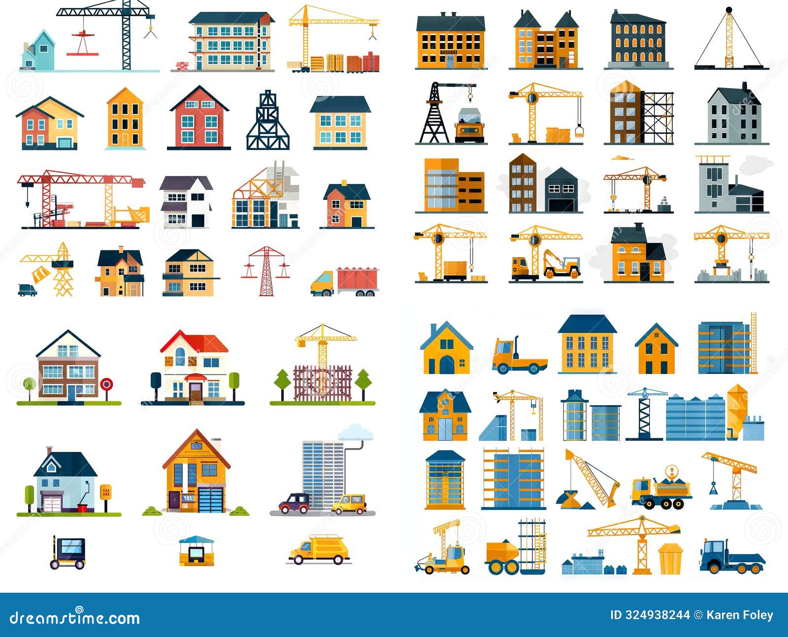 Construction and Housing Infographic Icons on White Stock Illustration ...