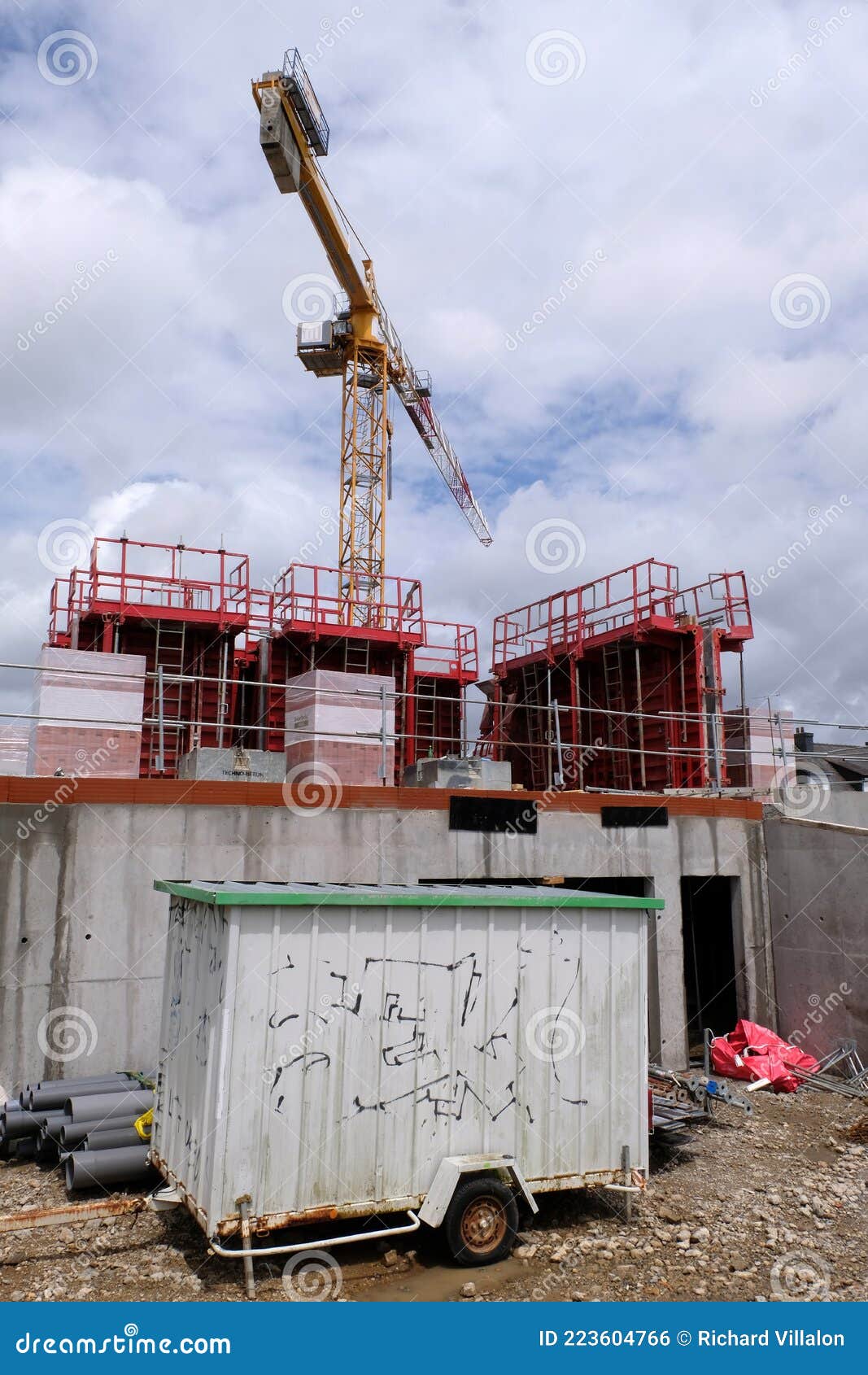 Construction Hut on a Construction Site Stock Photo - Image of industry ...