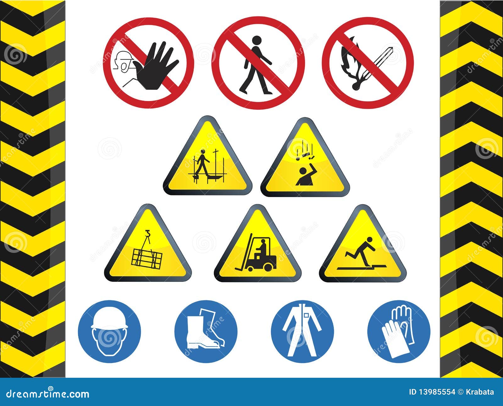 Construction Icon Hazard Safety Signs Set Stock Vector - Illustration ...
