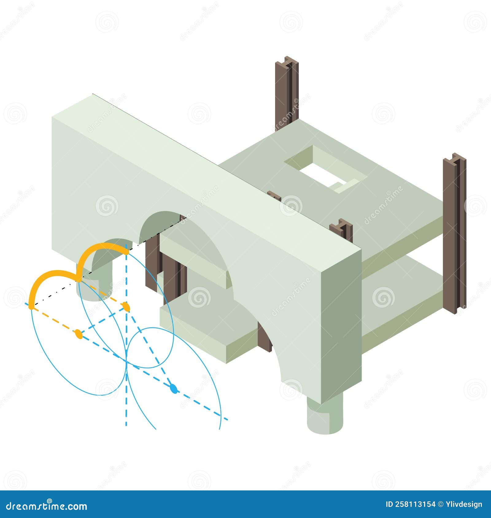 Construction Icon Isometric Vector. Decorative Arch and Frame of ...