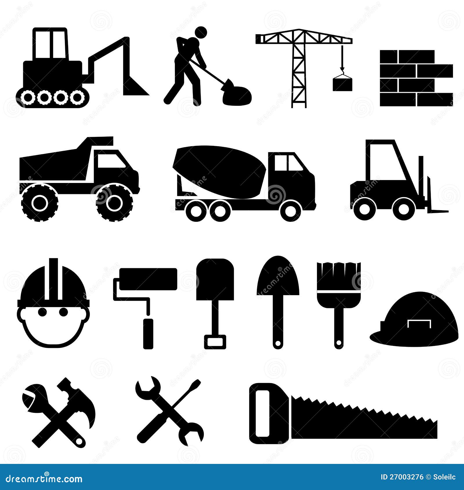 Construction icon set stock vector. Illustration of cement - 27003276