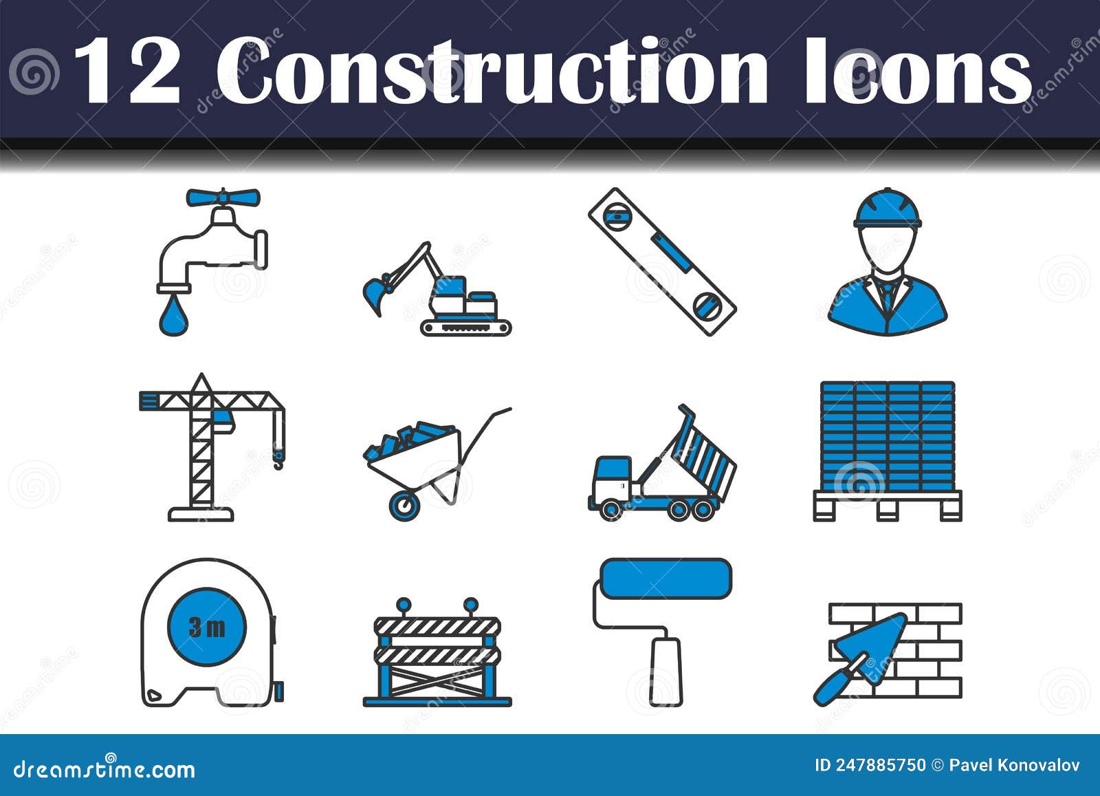 Construction Icon Set stock vector. Illustration of outline - 247885750