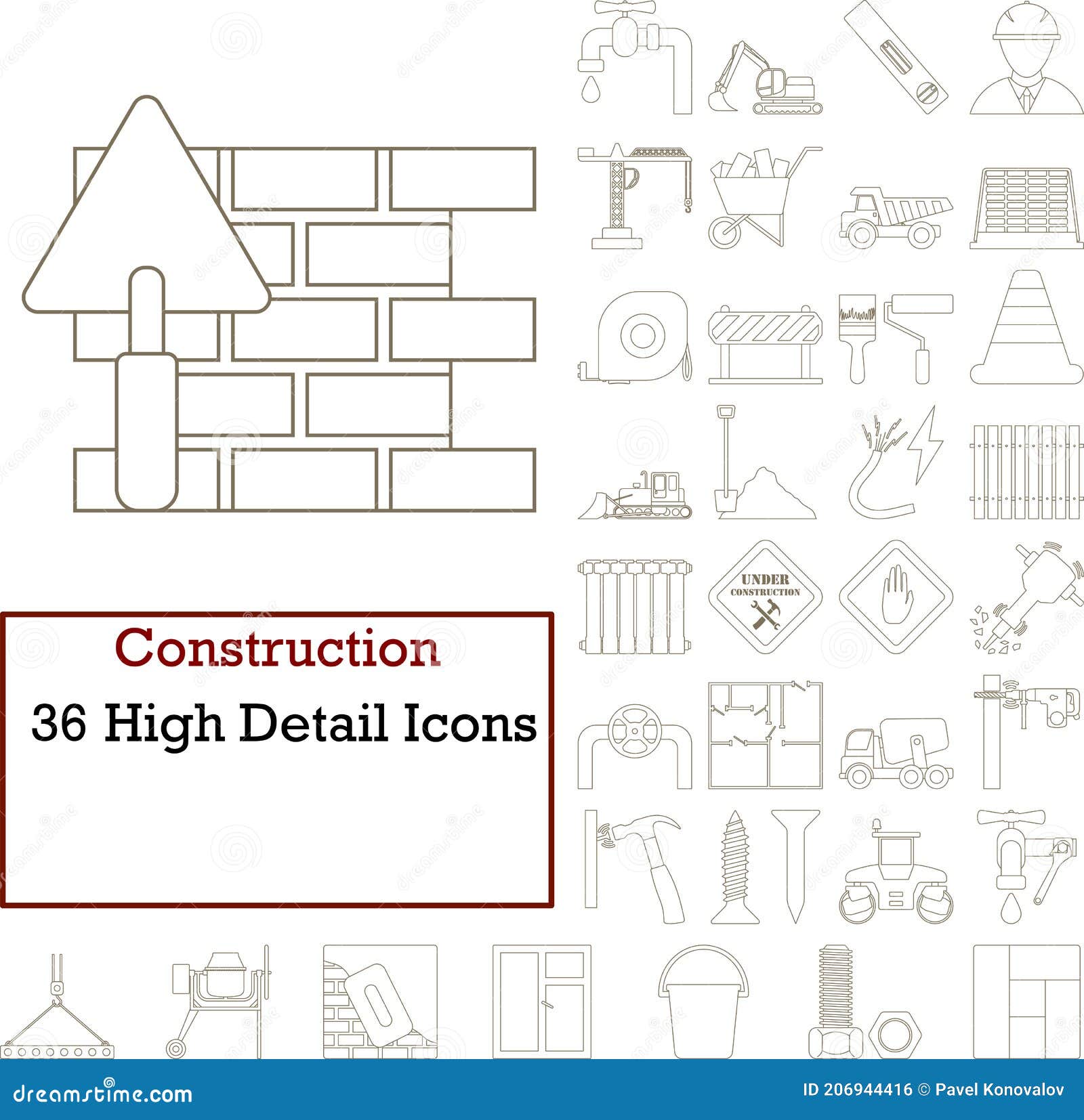 Construction Icon Set stock vector. Illustration of icon - 206944416