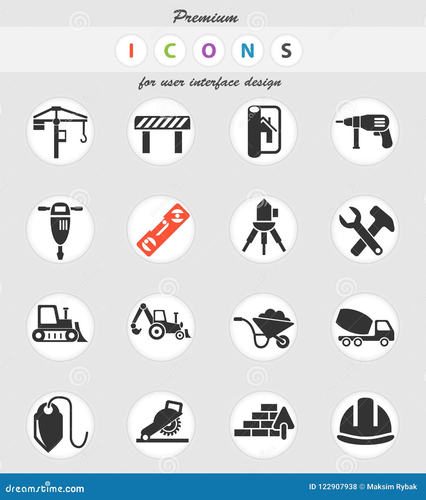 Construction icon set stock vector. Illustration of trowel - 122907938