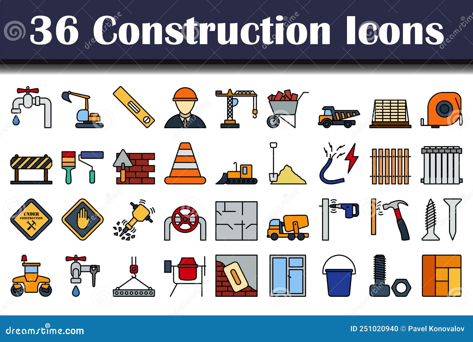 Construction Icon Set stock vector. Illustration of builder - 251020940