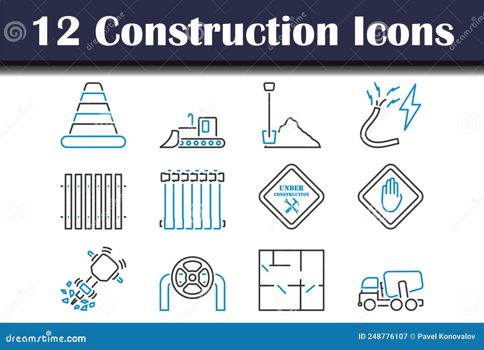 Construction Icon Set stock vector. Illustration of brick - 248776107